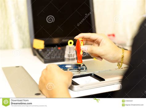 Male During Repair His Laptop Stock Image Image Of Occupations Computer