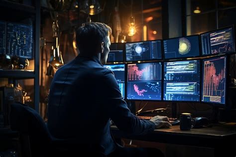 premium ai image stock trader39s multimonitor setup generative ai
