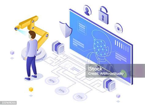 인터넷 보안 개념 얼굴 인식 기술 투명 배경 3d 아이소 메트릭 벡터 일러스트 레이 션 0명에 대한 스톡 벡터 아트 및 기타 이미지 Istock