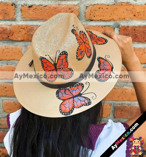Aj00155 Lote De 3 Sombreros Pintados A Mano Artesanal Diseño De