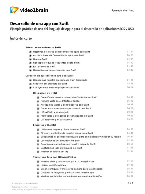 Desarrollo De Una App Con Swift Toc Pdf