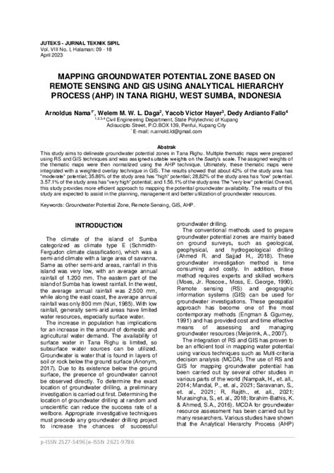 Pdf Mapping Groundwater Potential Zone Based On Remote Sensing And