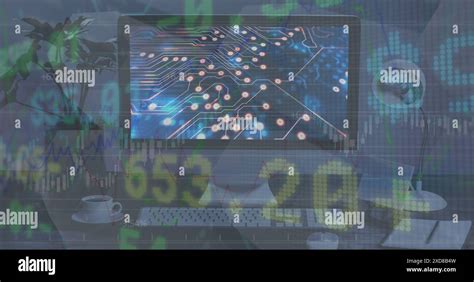 Image Of Stock Market Data Processing Over Microprocessor Connections