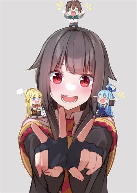 Megumin Aqua Darkness And Satou Kazuma Kono Subarashii Sekai Ni