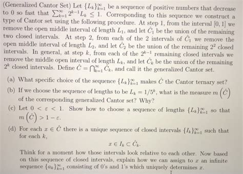Solved Generalized Cantor Set Let Lk Be A Sequence Of Solved Generalized Cantor Set Let Lk Be A Sequence Of