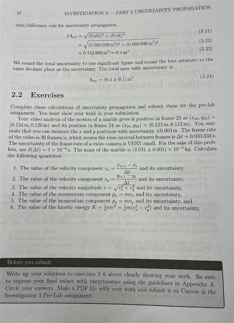 Solved INVESTIGATION PART UNCERTAINTY PROPAGATION Chegg