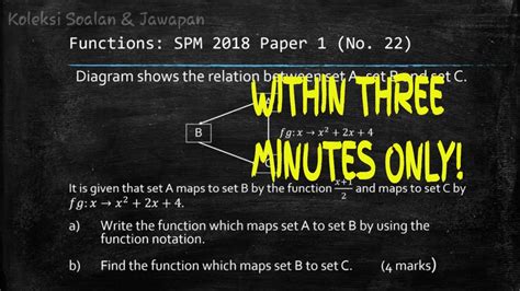 spm additional mathematics 2018 paper 1 number 22 functions composite functions youtube