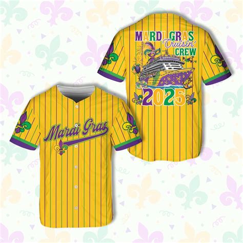 Mardi Gras Cruise Crew 2025 Baseball Jersey Fat Tuesday Mardi Gras