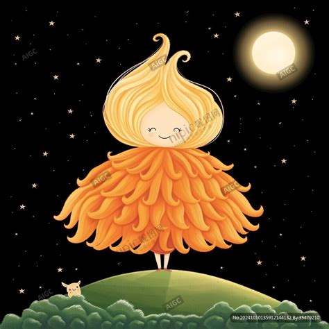 ai创作图卡通星星女孩 星空小女孩 星空女孩插画 采橙汁的花仙子插画 卡通女孩太空插画 宇宙星空星球小女孩 怡然自得的小女孩插画 坐月亮上插画