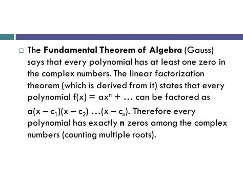 Fundamental Theorem Of Algebra Definition