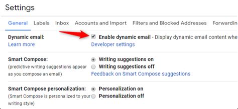 how to disable dynamic emails in gmail