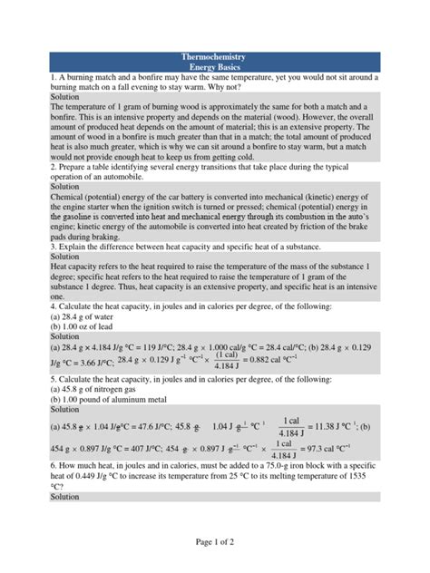 Thermochemistry Energy Basics Pdf Calorie Heat