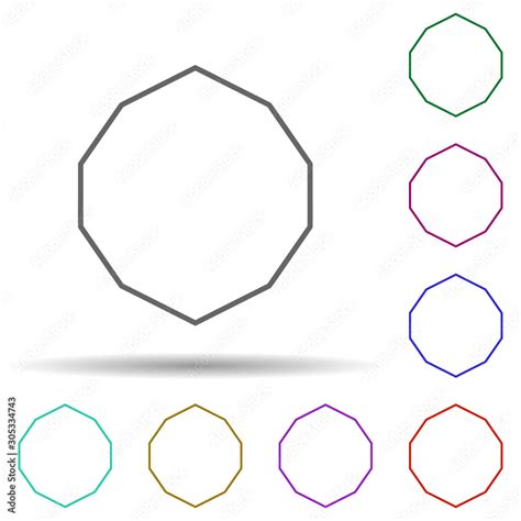 Decagon Multi Color Icon Simple Thin Line Outline Vector Of Geometric Figures Icons For Ui And