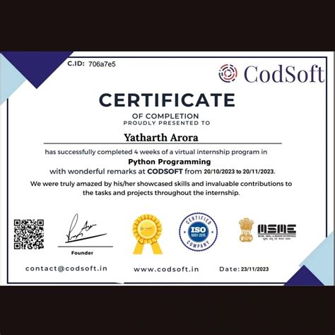 yatharth arora on linkedin codsoft python