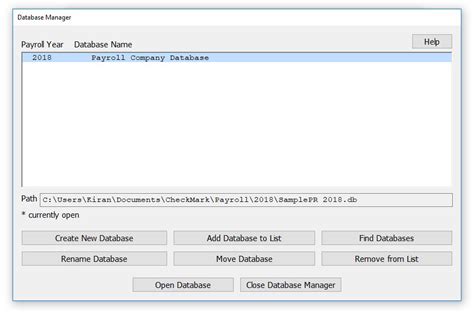 How To Use Database Manager In Checkmark Payroll Software