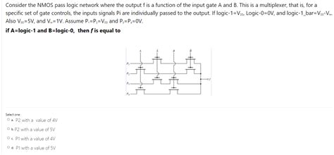 Solved Consider The NMOS Pass Logic Network Where The Output Chegg Com