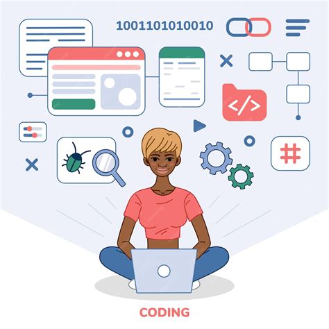 premium vector programmer tester female character cartoon