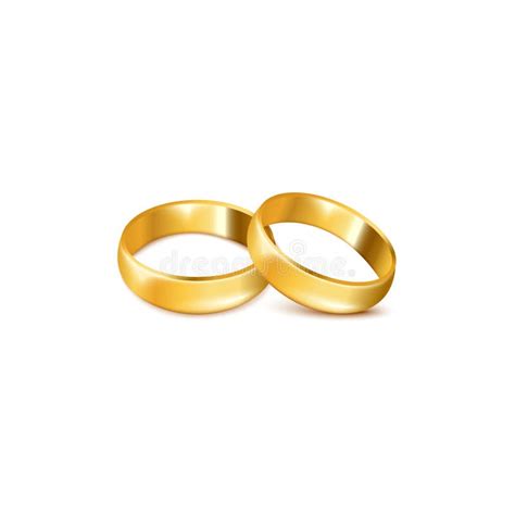 Two Gold Wedding Rings On White Background 3d Isolated Vector