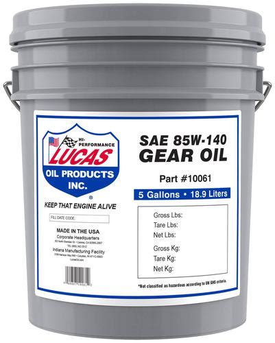 Lucas Conventional Gear Oil 85w 140 5 Gallon 10061 Oreilly Auto Par