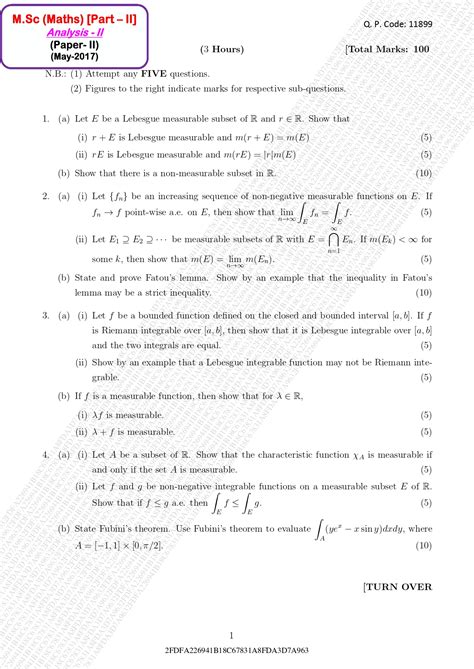 University Of Mumbai Msc Maths Part Ii Paper Ii Analysis Ii
