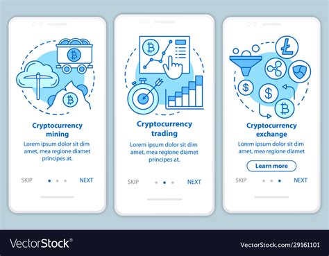 Cryptocurrency Onboarding Mobile App Page Screen Vector Image