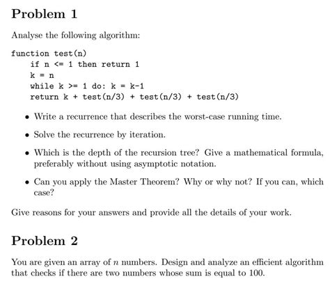 Solved Problem 1 Analyse The Following Algorithm Function