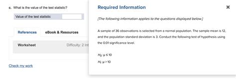 solved c what is the value of the test statistic value of