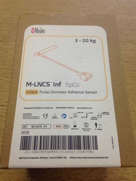 New Masimo 2512 M Lncs Inf Spo2 Infant Pulse Oximeter Adhesive Sensor 3 20kg 20 Box X