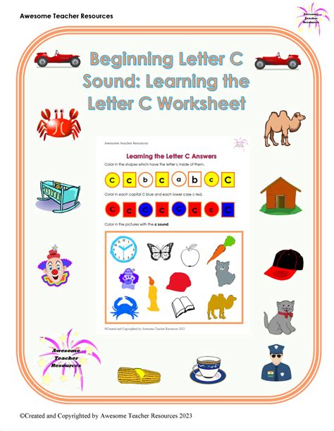 Beginning C Sound Learning The Letter C Worksheet Worksheets Letter Sounds Letter C Worksheets
