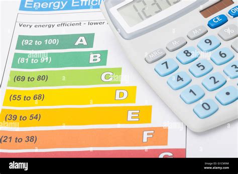 Energy Efficiency Chart And Calculator On It Close Up Studio Shot Stock Photo Alamy