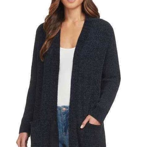 Matty M Sweaters Matty M Rib Stitch Chenille Cardigan Front Patch