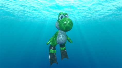 Yoshi Underwater With Swimfins By Kuby64 On Deviantart