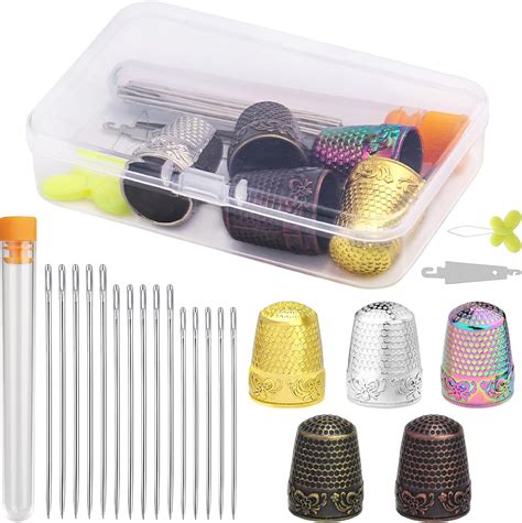 Nitlak Metal Thimble Set And Large Eye Sewing Needle Kit