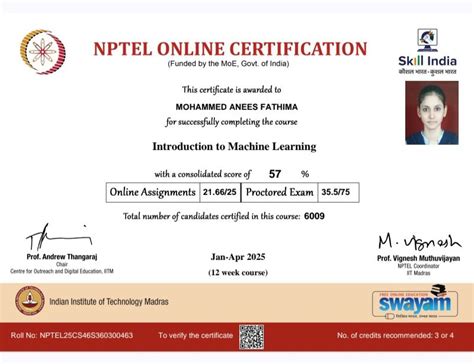 machinelearning nptel iitmadras onlinecertification