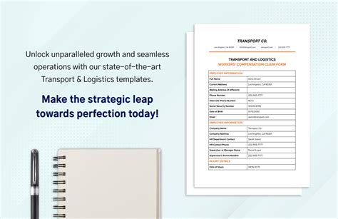 Transport And Logistics Workers Compensation Claim Form Template In
