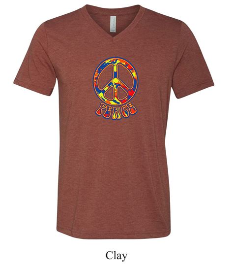 Mens Peace Shirt Funky Peace Tri Blend V Neck Tee T Shirt Funky Peace