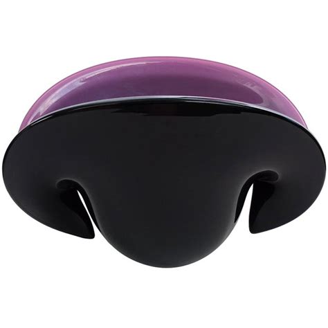 Vintage Murano Purple Black Italian Art Glass Double Position Clam