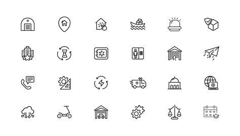 Industrial And Transport Linear Icons Collectionset Of Thin Line Web Icon Set Simple Outline