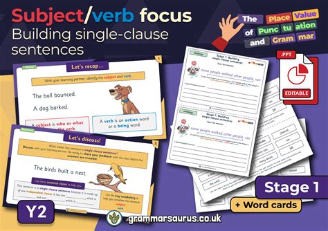Year 2 The Place Value Of Punctuation And Grammar Subject Verb Focus Building Single Clause