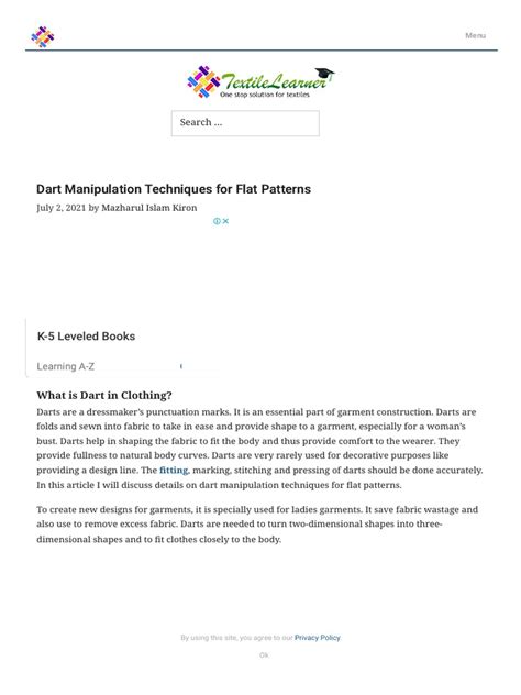 Dart Manipulation Techniques For Flat Patterns Textile Learner Pdf