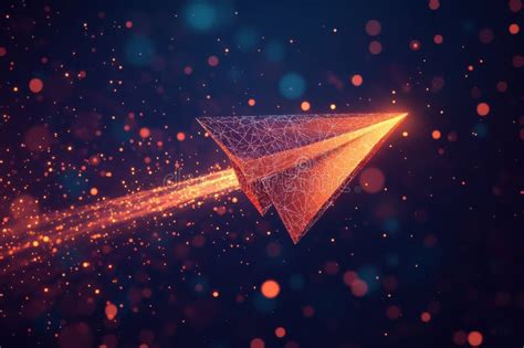 A Paper Airplane Is Flying Through A Cloud Of Glitter Stock Image Image Of Light Airplane