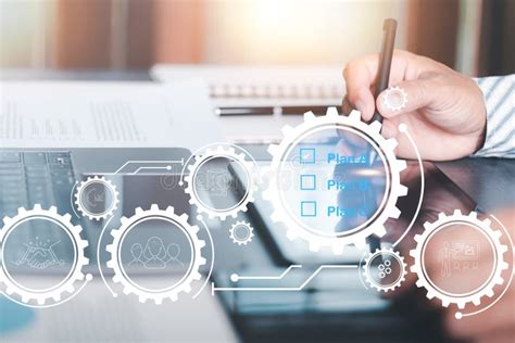 Businessman Summarizes Plans Online With A Team Efficient Planning Stepwise Strategy