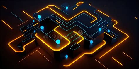 Futuristic Minimalistic Glowing Light Lines Generative Ai Stock Illustration Illustration Of