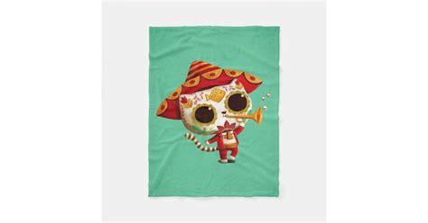 Mexican El Mariachi Cute Cat Fleece Blanket Zazzle