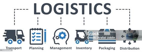 물류 아이콘벡터 일러스트 레이 션입니다 물류 운송 계획 재고 관리 포장 유통 배달 인포 그래픽 서식 파일 개념 배너 픽토그램 아이콘 세트 아이콘 공급망에 대한 스톡 벡터