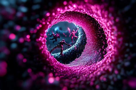 A Captivating Microscopic View Of A Vibrant Pink And Blue Cellular Environment Showcasing