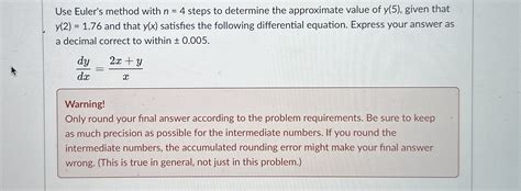 solved use euler s method with n 4 ﻿steps to determine the