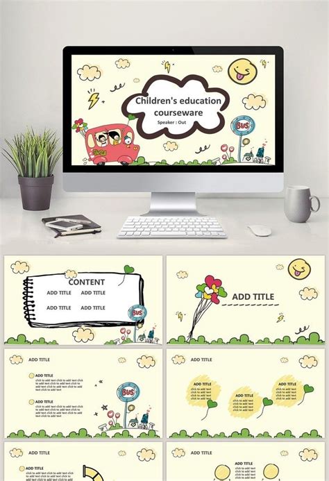 Cute Cartoon Style Campus Education Theme Ppt Template Powerpoint Pptx Template Free Download