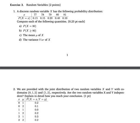 Solved 1 A Discrete Random Variable X Has The Following