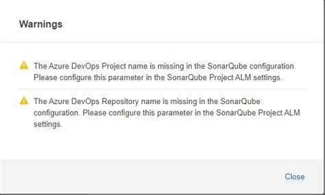 Azure Devops Project Name Missing Warning After Upgrade To DE SonarQube Server Community